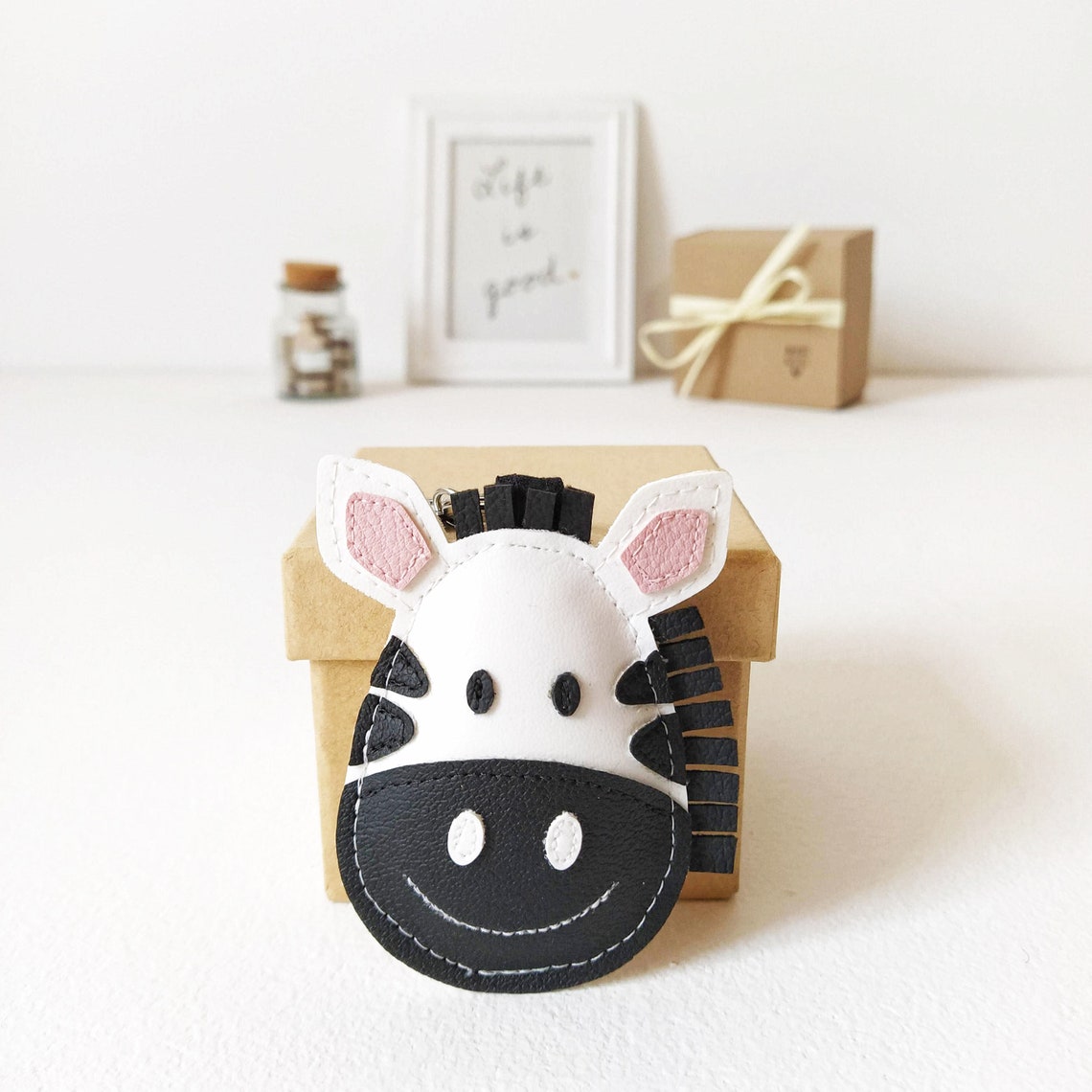 Cute Zebra Keychain Zebra Bag Charm Black&white Zebra - Etsy