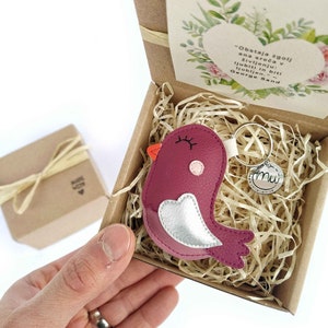 Cute Bird Keychain, Bird Bag Charm, Faux Leather Animal Keychain, Lucky ...