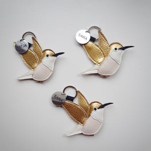 Cute Hummingbird Keychain, Hummingbird Bag Charm, Faux Leather Animal ...