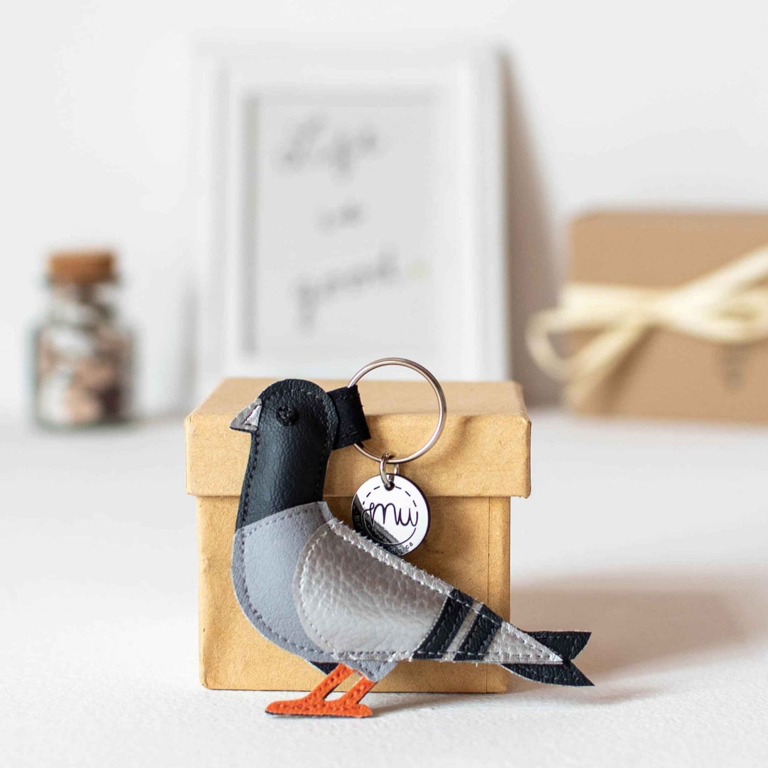Cute Pigeon Bird Keychain, Pigeon Bag Charm, Faux Leather Animal ...