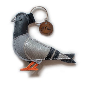 Cute Pigeon Bird Keychain, Pigeon Bag Charm, Faux Leather Animal ...