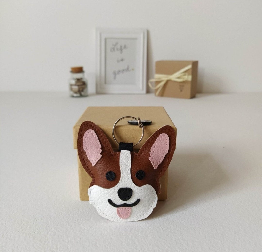 Cute Corgi Keychain, Corgi Bag Charm, Dog Keychain, Brown & White Dog ...