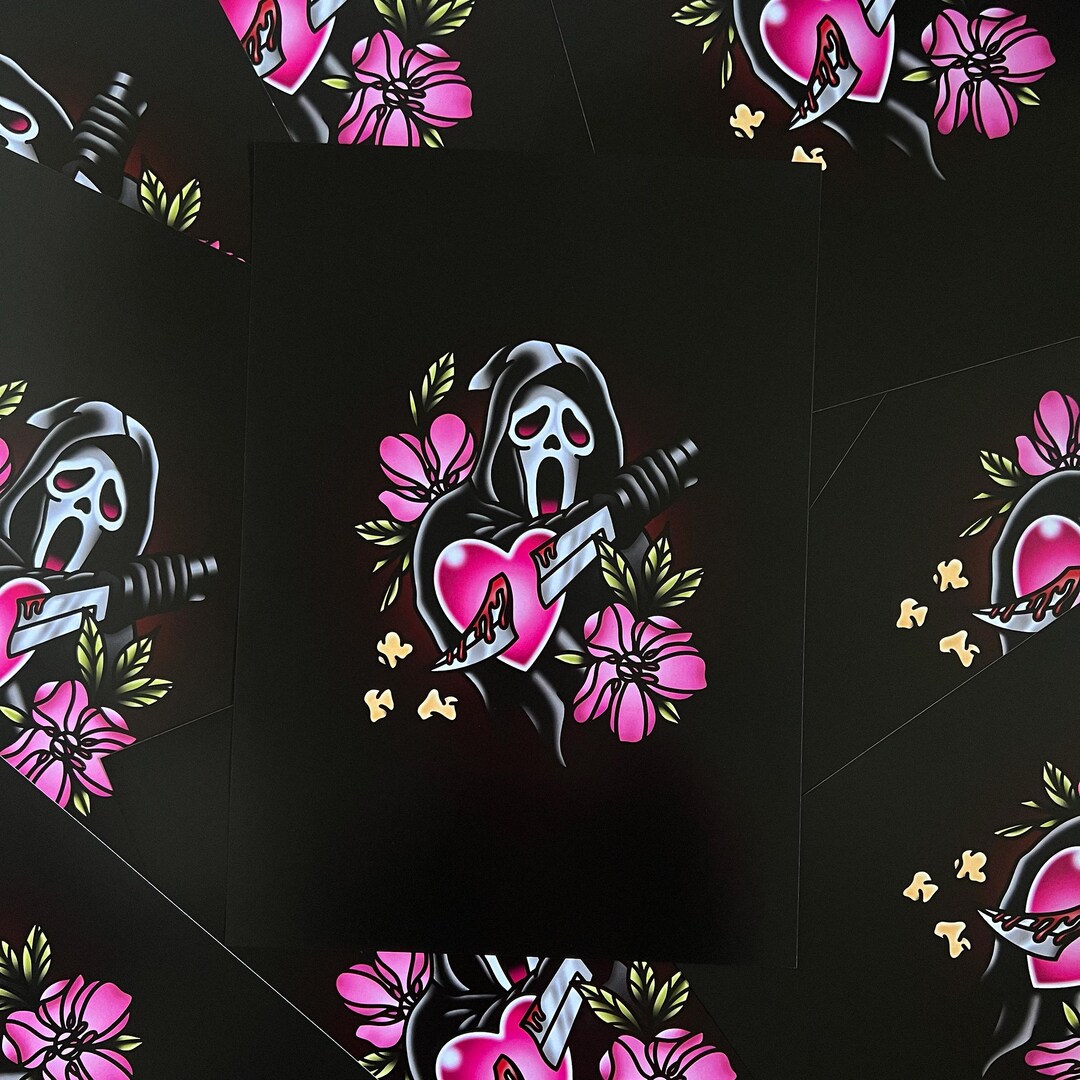 Scream Inspired Ghostface Tattoo Flash Print A3/A4 - Etsy
