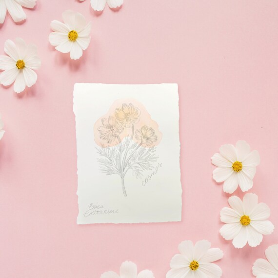 October Birth Flower Original Drawing October Birthday Gifts - Etsy