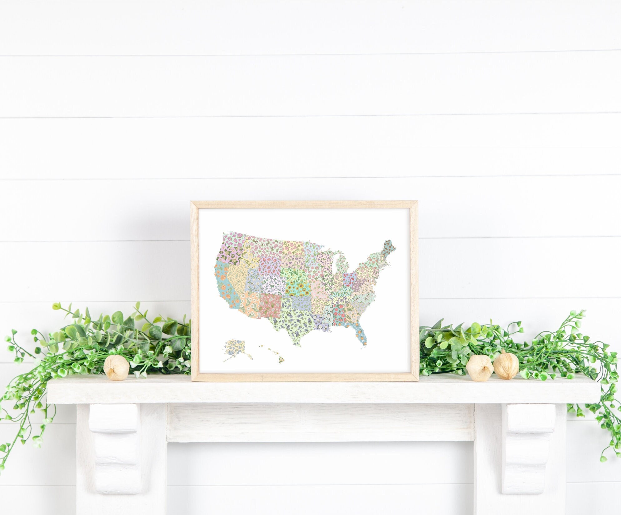 Map of United States, State Flowers, Thinking of You, Gardening Gift ...