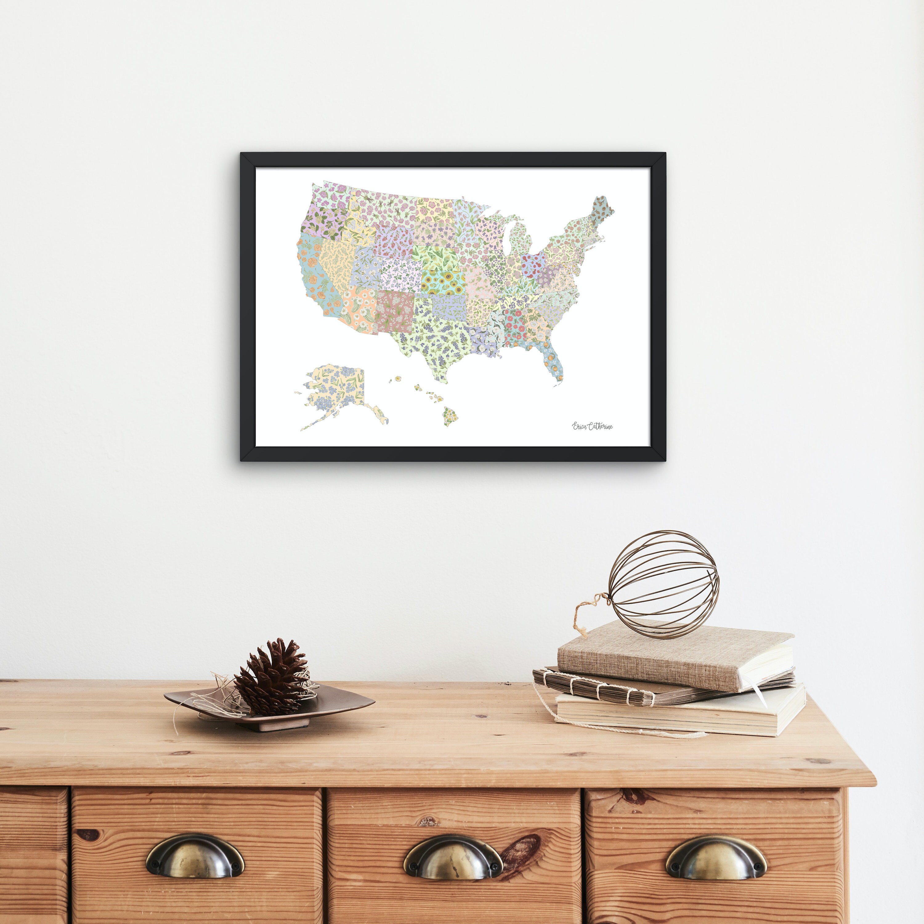 Map of United States, State Flowers, Thinking of You, Gardening Gift ...