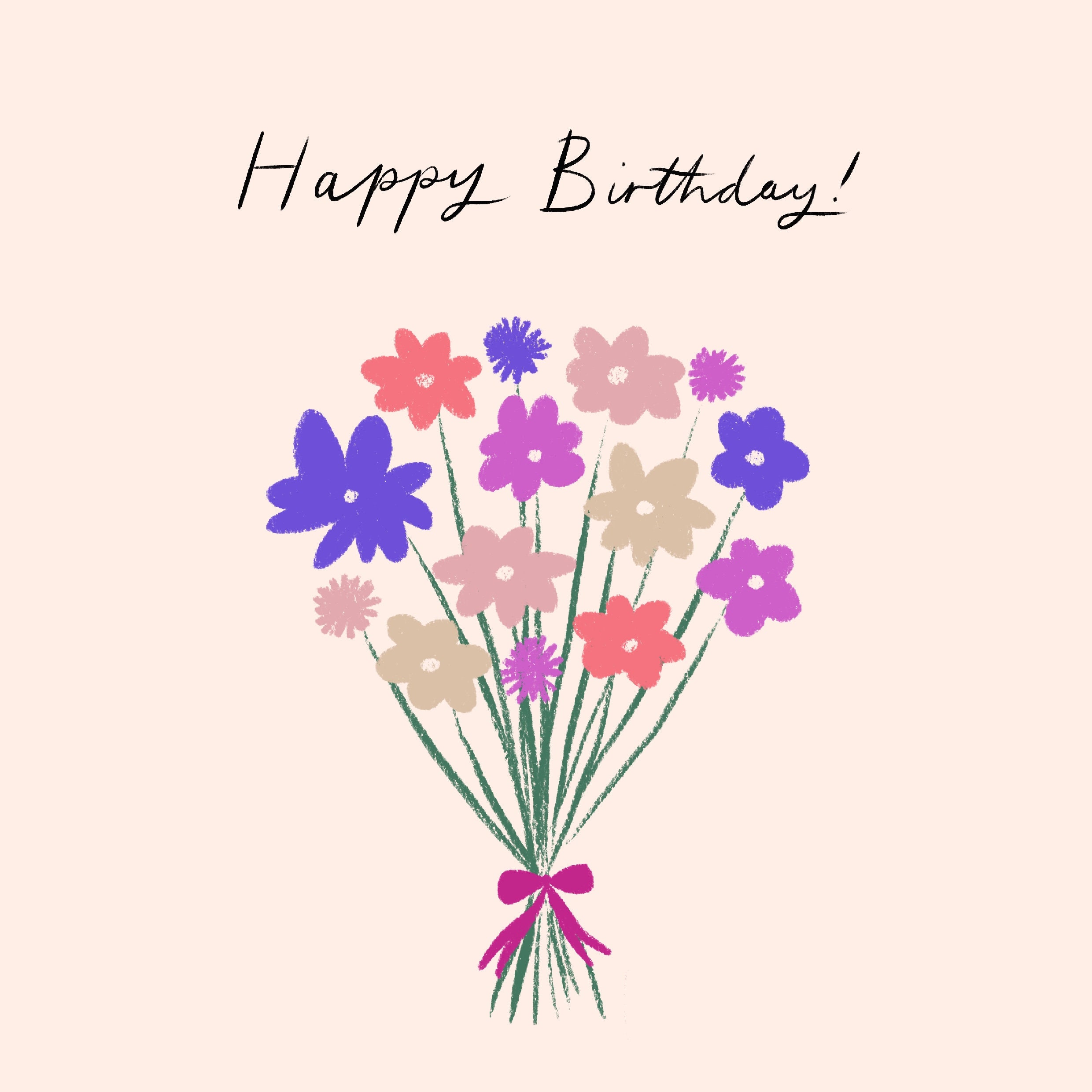 Tarjeta de flores de feliz cumpleaños | Etsy