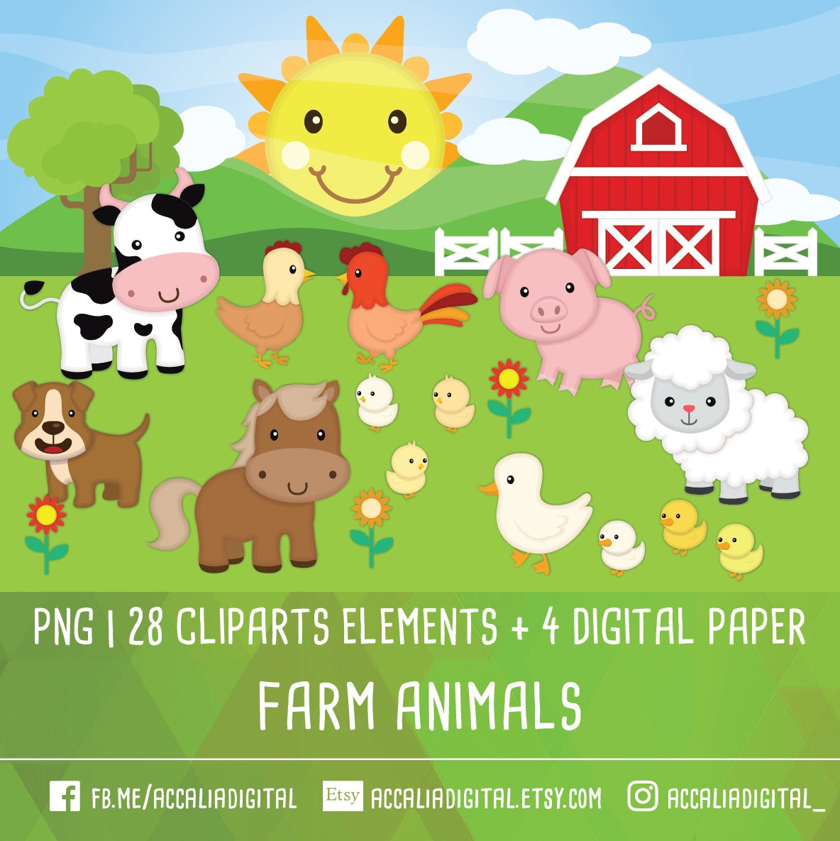 Farm Animal Clip Art Animal Friends Sticker Animal Buddy - Etsy India