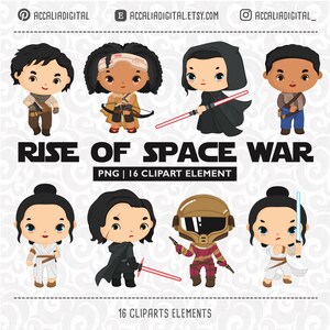Space Wars Clip Art Set 4, Space Party, Space Clipart, Space Character ...