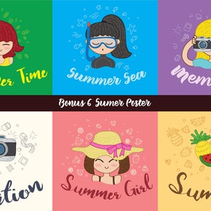 Summer Sticker Bundle, Girls Clip Art, Tropical Beach Girls Clipart ...