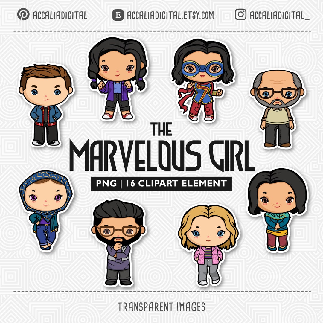 Marvelous Superhero Clip Art, Marvelous Girl Sticker, Superhero ...