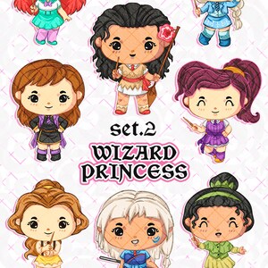 Wizard Princess Clip Art Set 2, Cute Princess Sticker, Wizard Planner ...