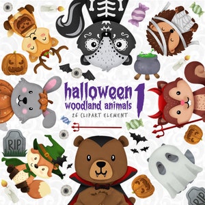 Halloween Woodland Set 1, Scary Animal Clip Art, Horror Clip Art ...