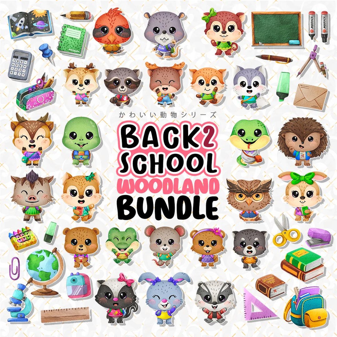 Woodland Student Animal Clipart Bundle, Back to School Clipart, Forest ...