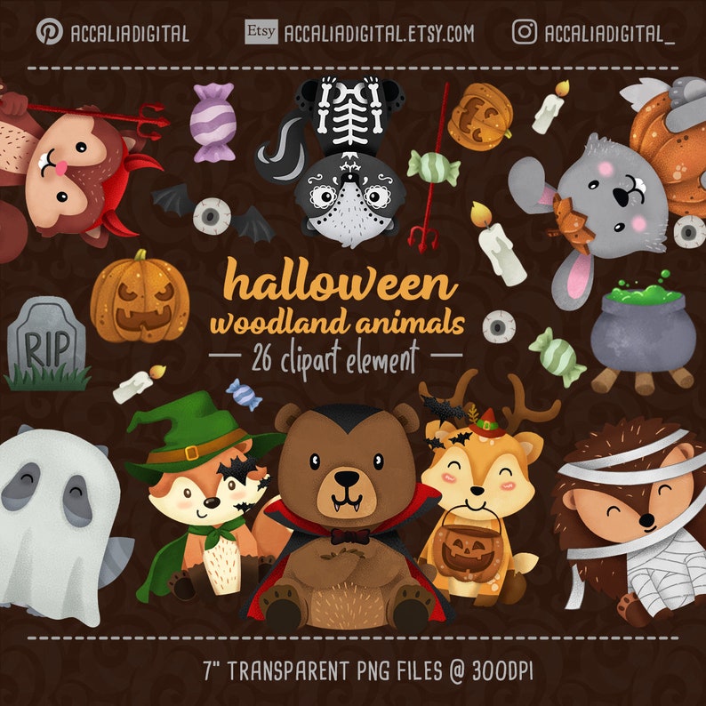 Halloween animals horror animal clip art horror clip art | Etsy