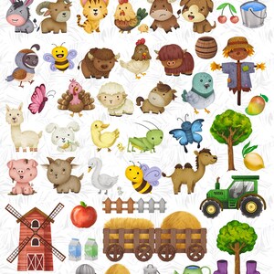 Clipart Bundle, Animal Farm, Digital Download, Animal Drawing and ...