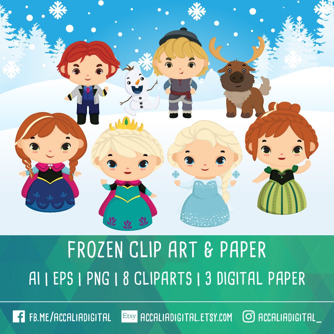 Snow Princess Clip Art, Snow Invitation, Cold Princess Sticker, Snow ...