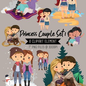 Princess Couple Clip Art, Cute Princess Sticker, Casual Princess Party ...
