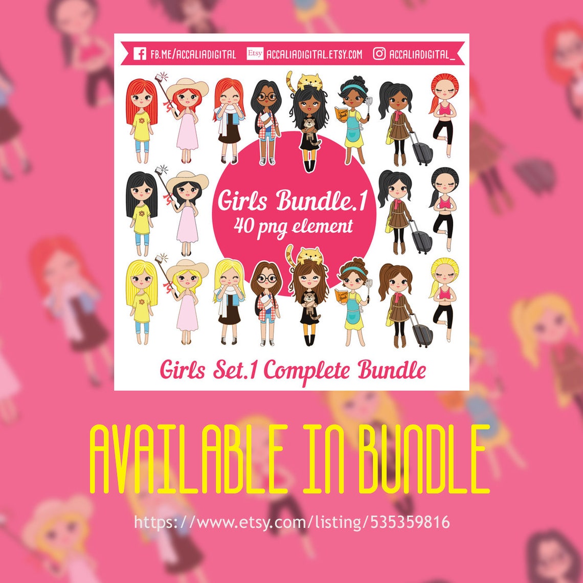 African American Girl Clip Art Set 1 Black Haired | Etsy