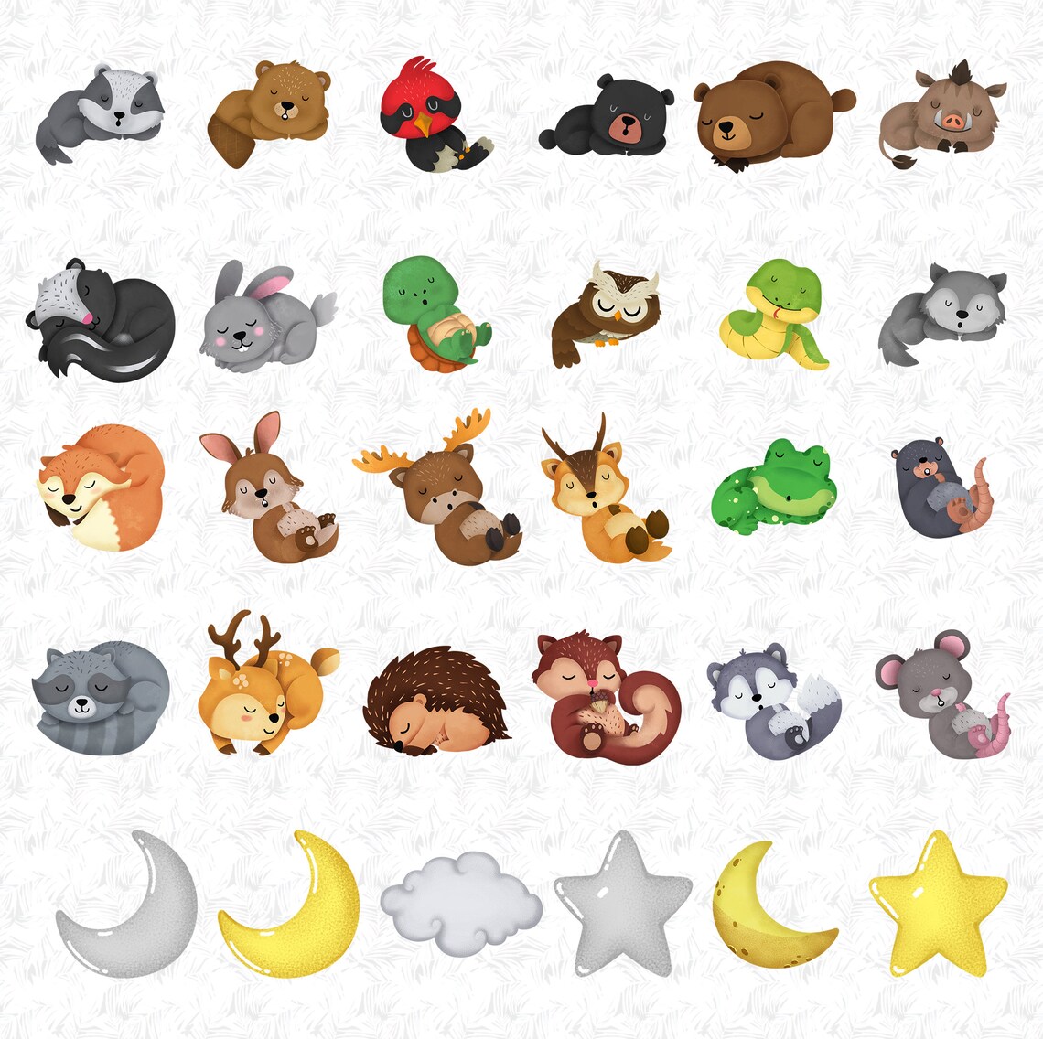 Dreamy Woodland Clipart Set Bundle Sleeping Woodland Forest - Etsy