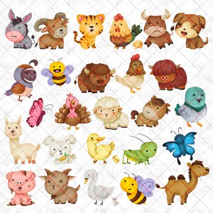 Clipart Bundle, Animal Farm, Digital Download, Animal Drawing and ...