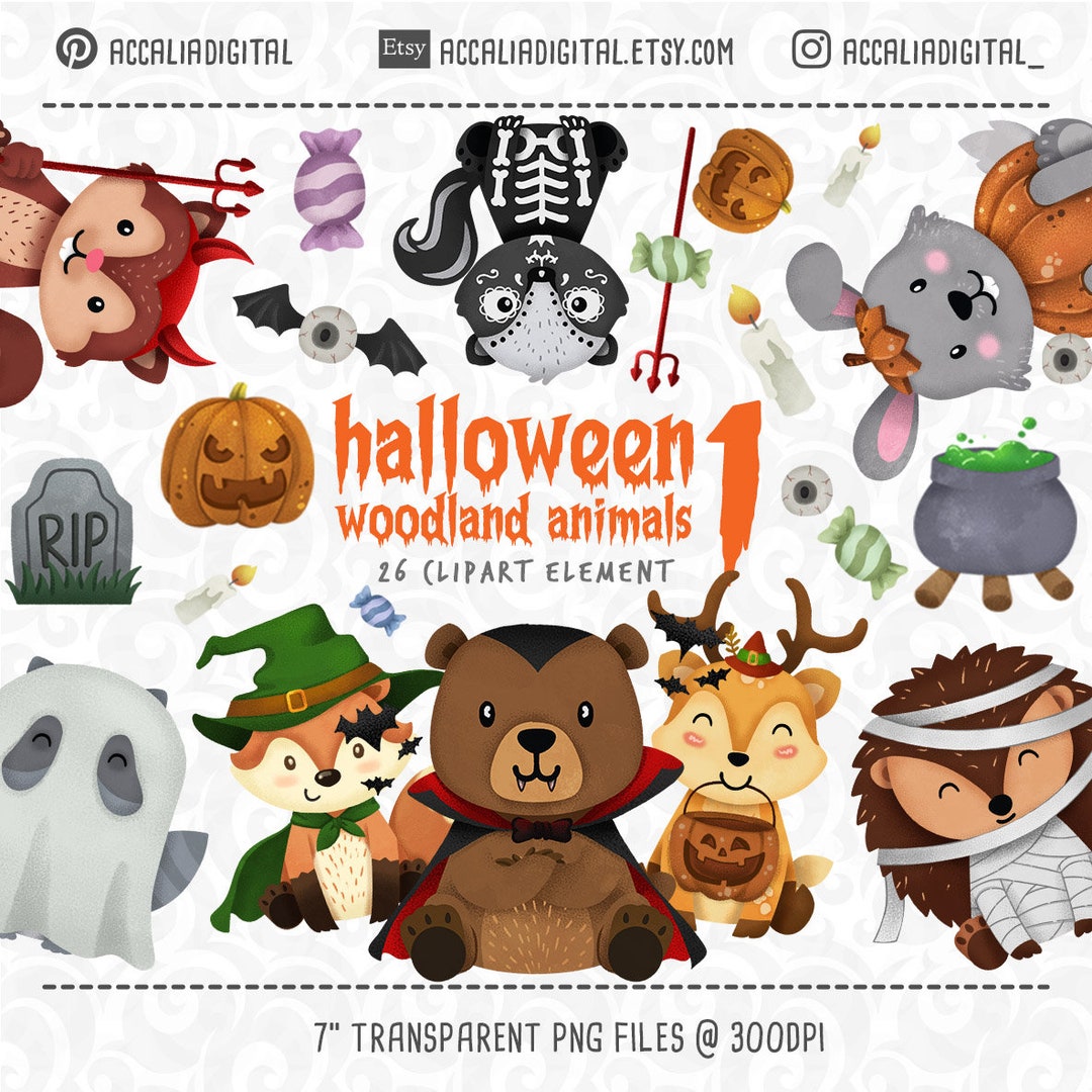 Halloween Woodland Set 1 Scary Animal Clip Art Horror Clip - Etsy