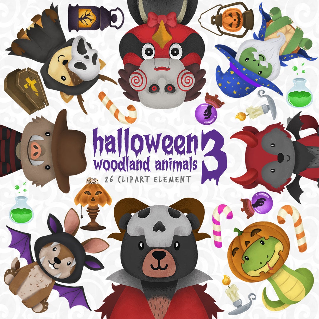 Halloween Animal Clipart: Spooky Woodland Set (digital Download) - Etsy