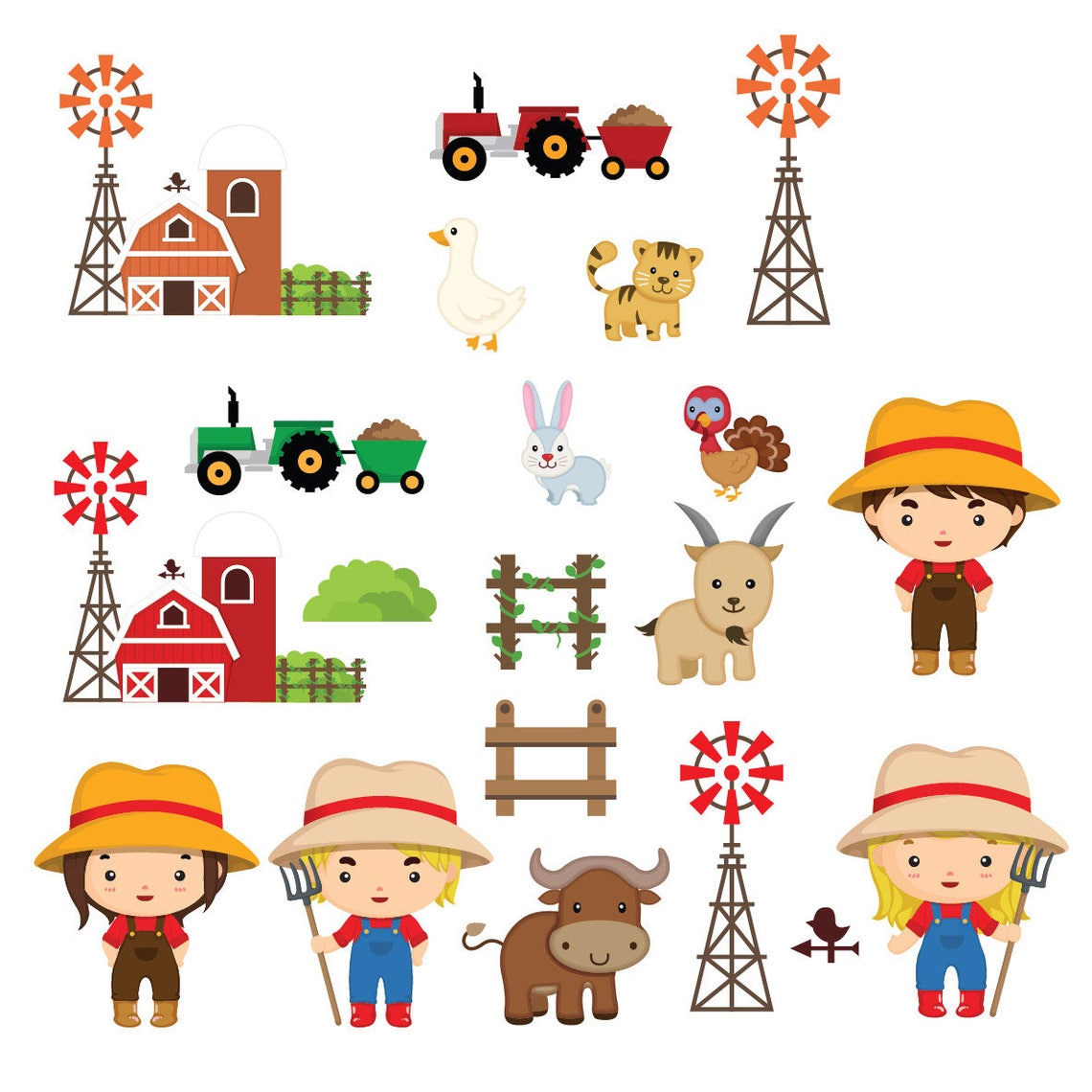 Farm Animal Clip Art Set 2 Animal Friends Sticker Animal | Etsy