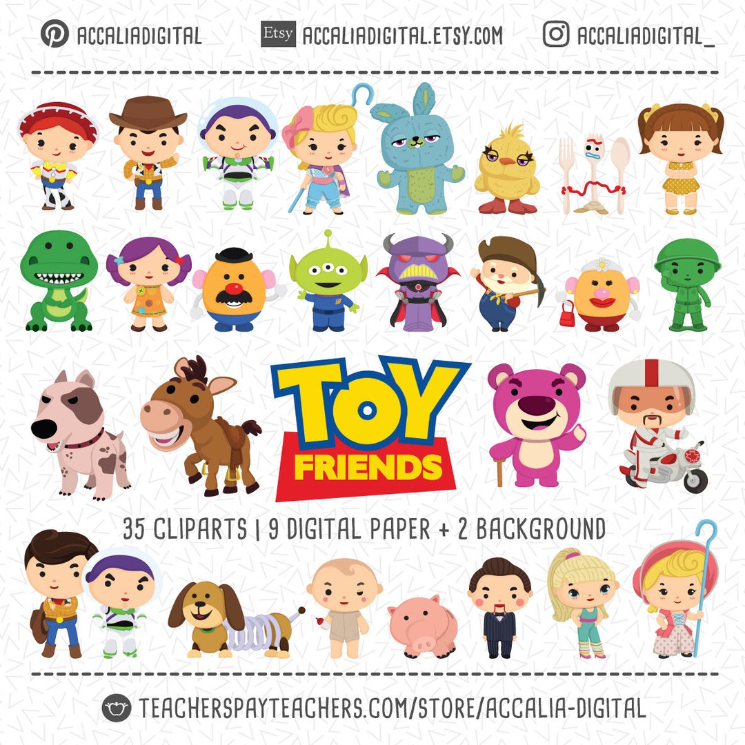 Toy Friends Clipart Bundle, Plaything Story Sticker, Birthday Party PNG ...
