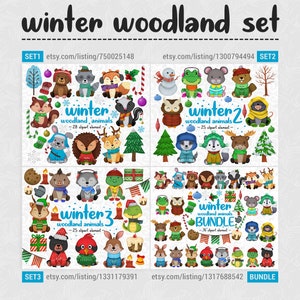 Winter Woodland Clipart BUNDLE, Winter Clipart, Woodland Baby, Snow ...