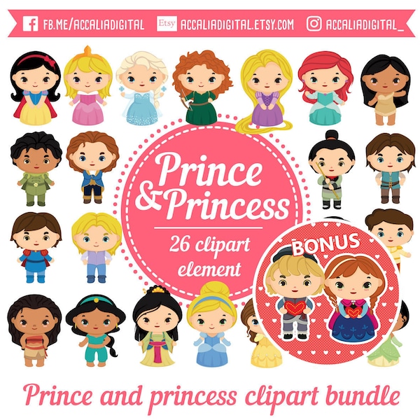 Princess Clipart - Etsy