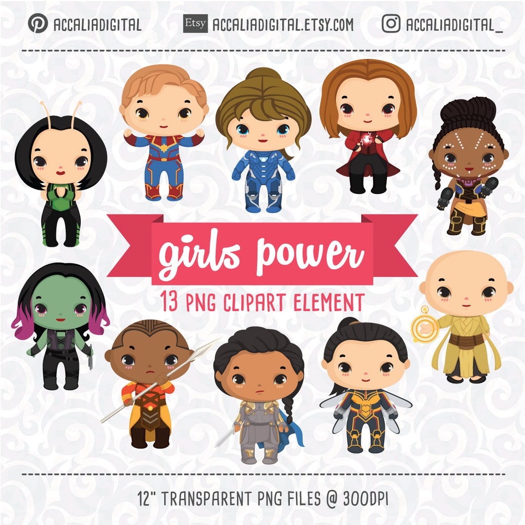 Superhero Girls Clipart Set: Party Invitations, Stickers (PNG Files) - Etsy