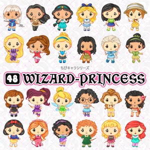 Wizard Princess Clip Art Bundle, Cute Princess Sticker, Wizard Planner ...