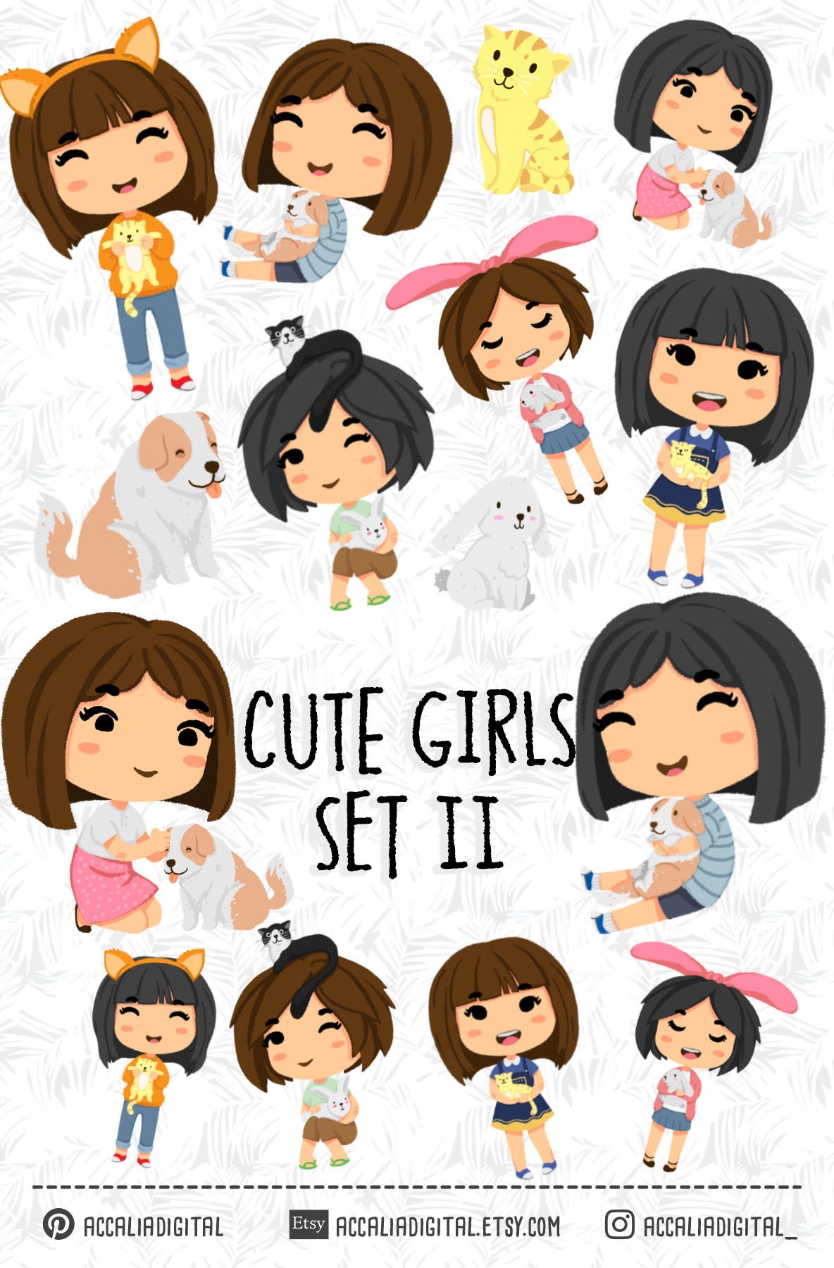 Cute girls clipart bundle girls sticker african american | Etsy