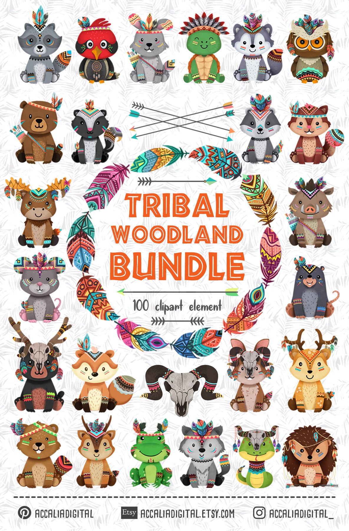 Bundle of 8 Hand Drawn Woodland Art Animal Prints for Digital Download ...