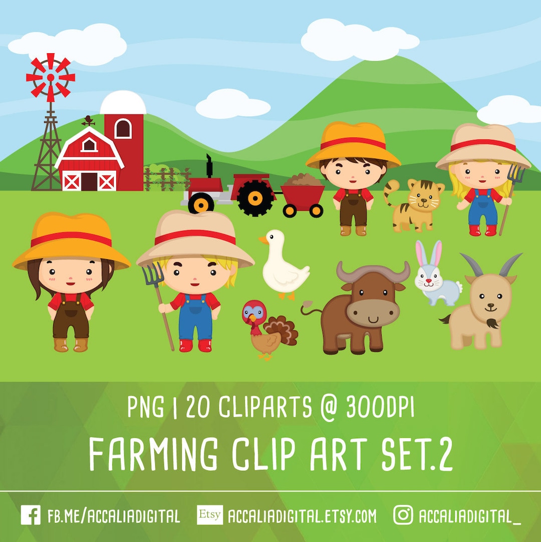 Farm Animal Clip Art Set 2, Animal Friends Sticker, Animal Buddy ...