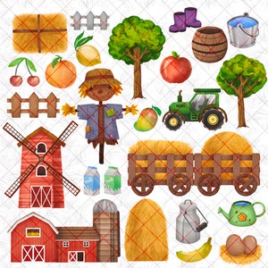 Clipart Bundle, Animal Farm, Digital Download, Animal Drawing and ...