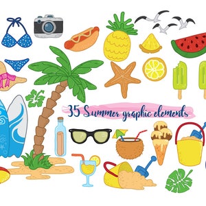 Summer Sticker Bundle, Girls Clip Art, Tropical Beach Girls Clipart ...