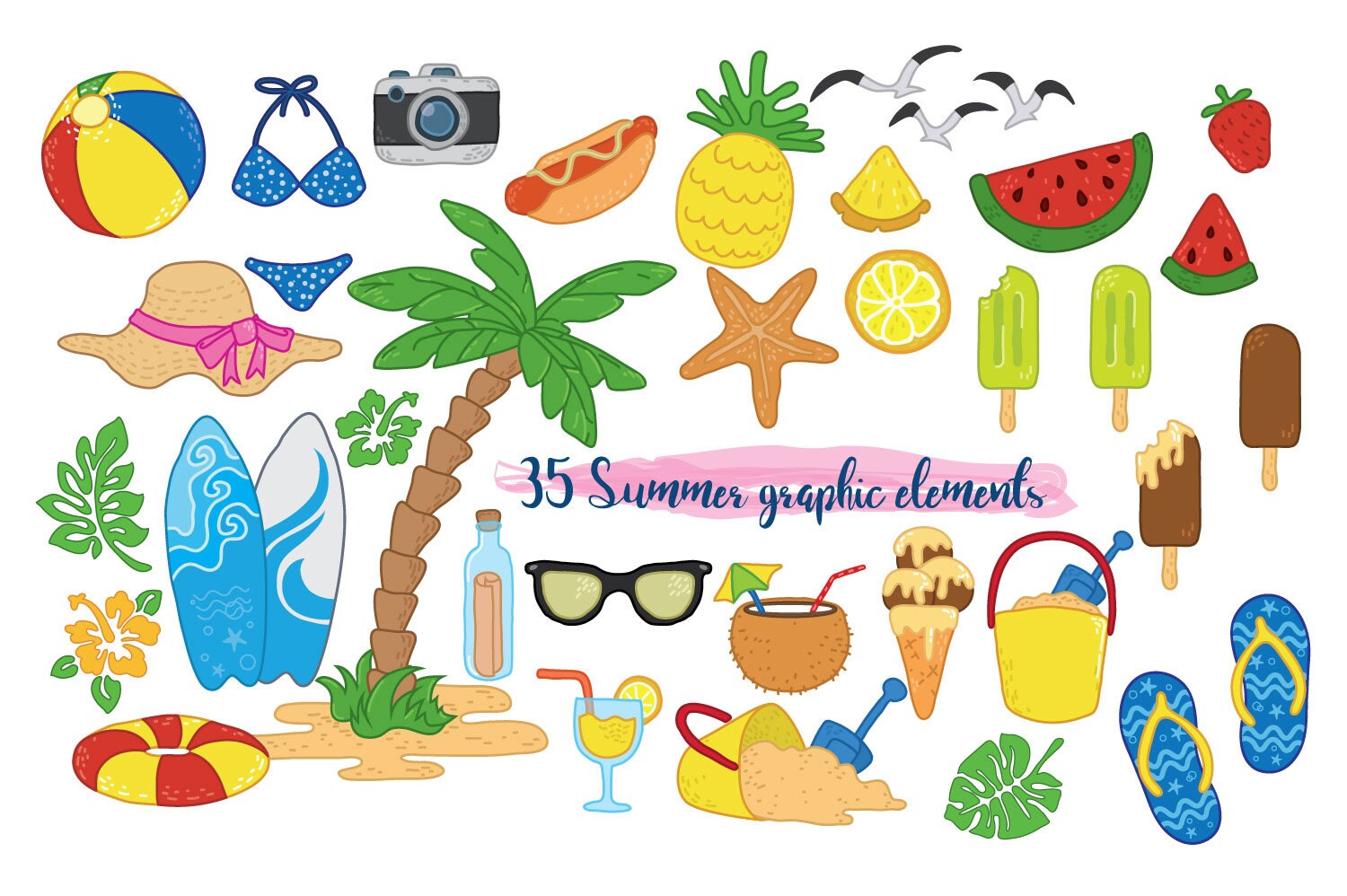 Summer Sticker Bundle Girls Clip Art Tropical Beach Girls - Etsy