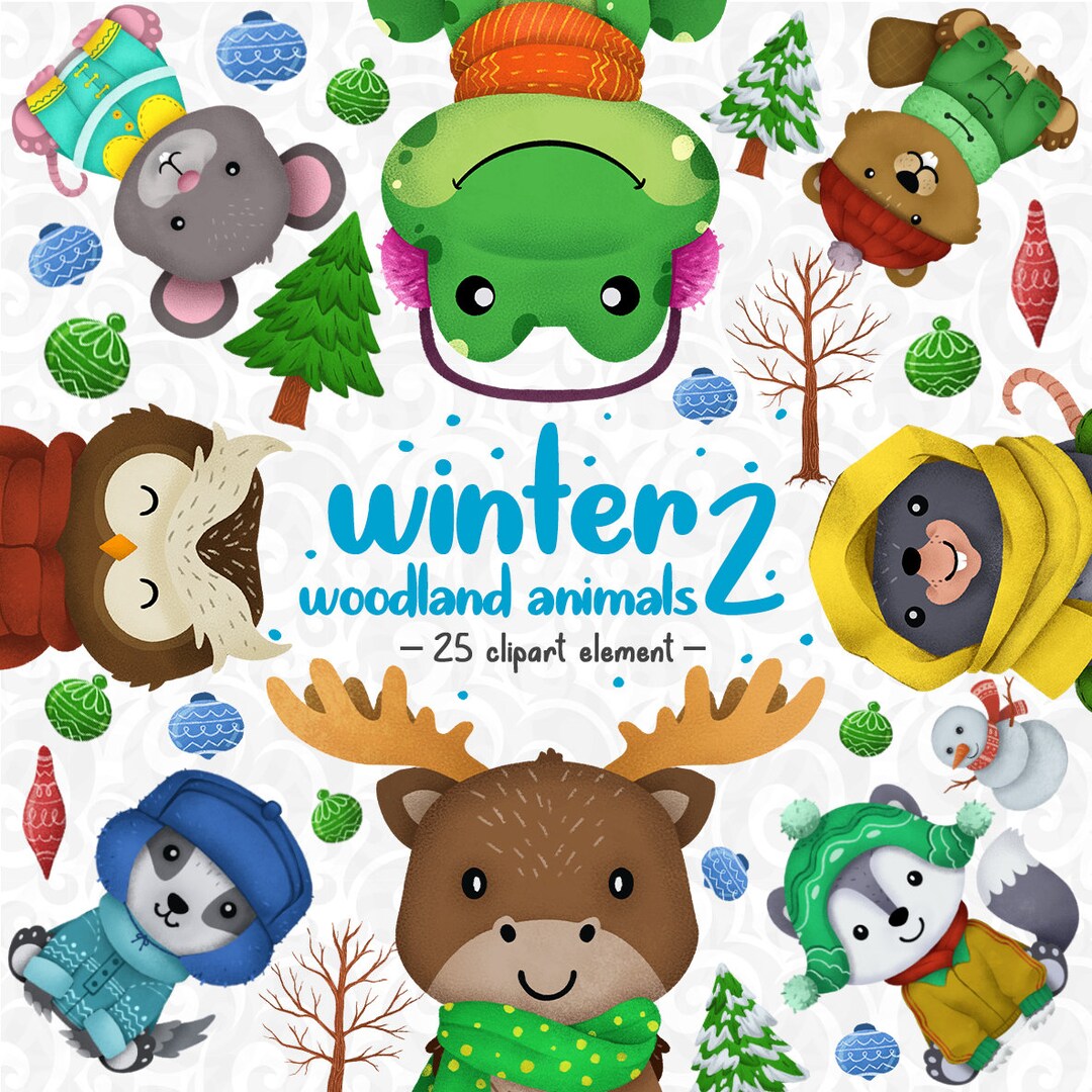 Winter Woodland Animal Clipart Set 2 (PNG Digital Download) - Etsy