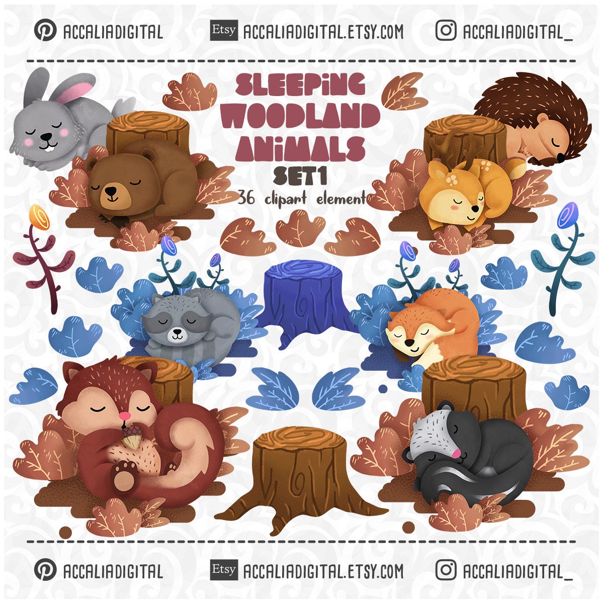 Sleeping Animals Clipart