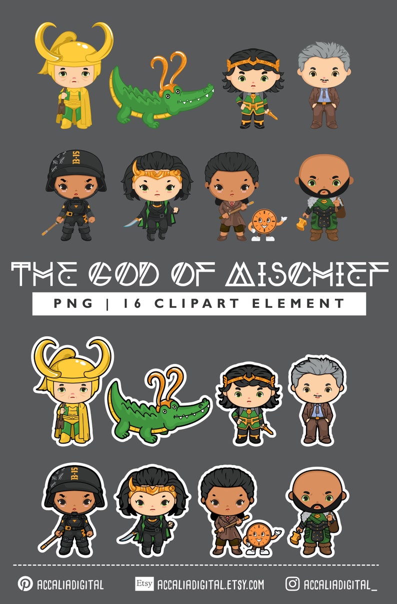 Loki Clipart Set 2 God of Mischief Norse God Super Hero - Etsy