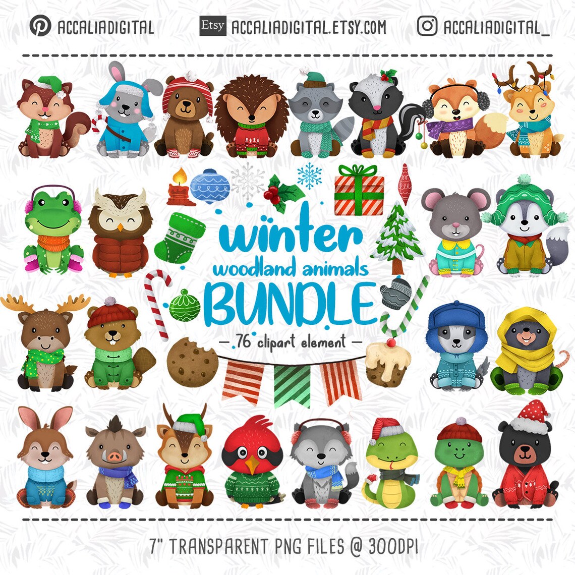 Winter Woodland Clipart BUNDLE Winter Clipart Woodland Baby - Etsy