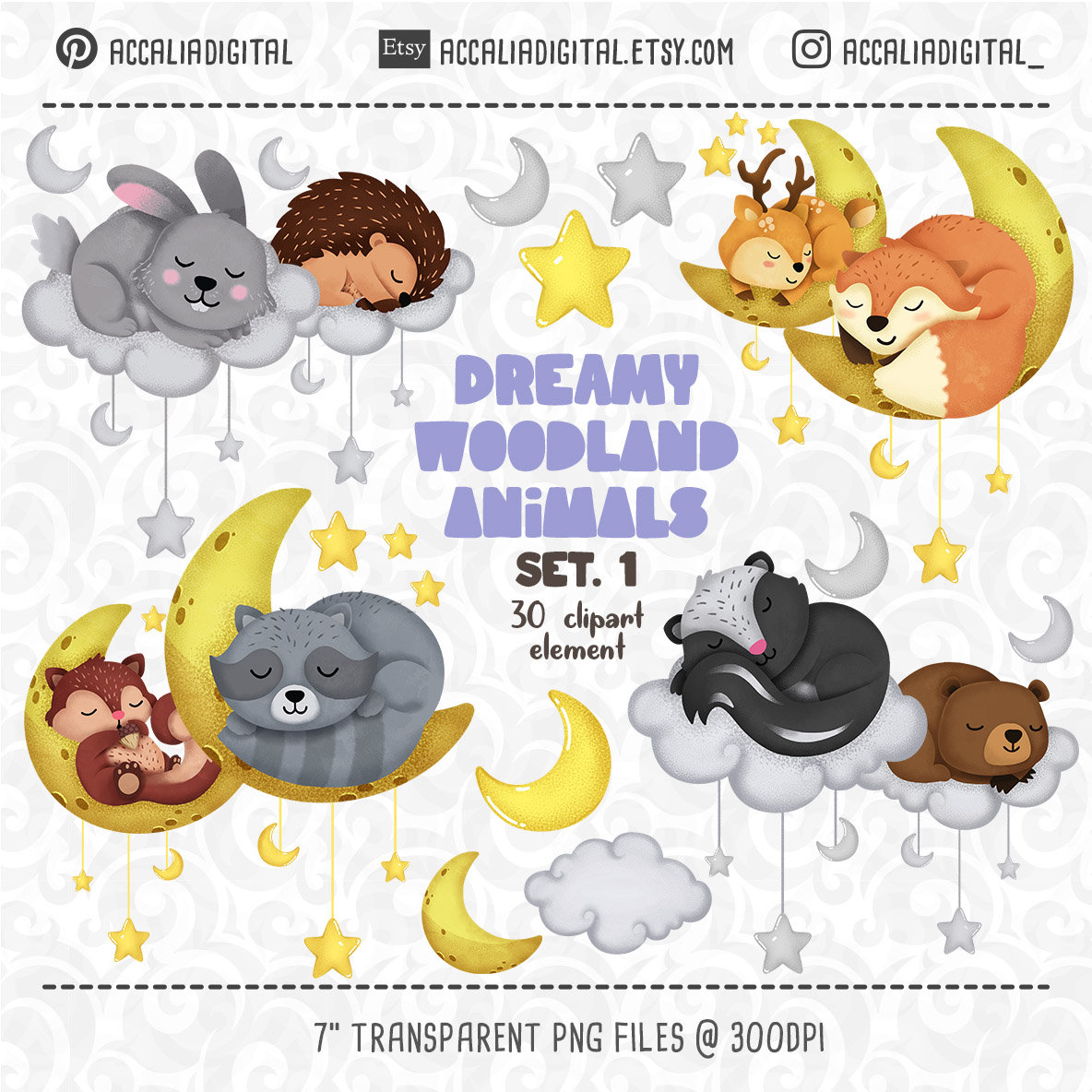 Dreamy Woodland Clipart Set 1 Sleeping Woodland Forest - Etsy Canada