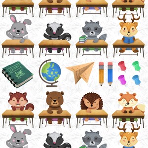 Woodland Student Animals Clipart, Back to School Clipart, Forest ...