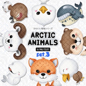 Arctic Animals Clipart Set 3, Bowhead Whale, Fox, Beluga Illustrations ...