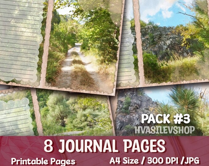 Printable Forest Journal Paper, Junk Journals, Vintage Style, Ephemera ...