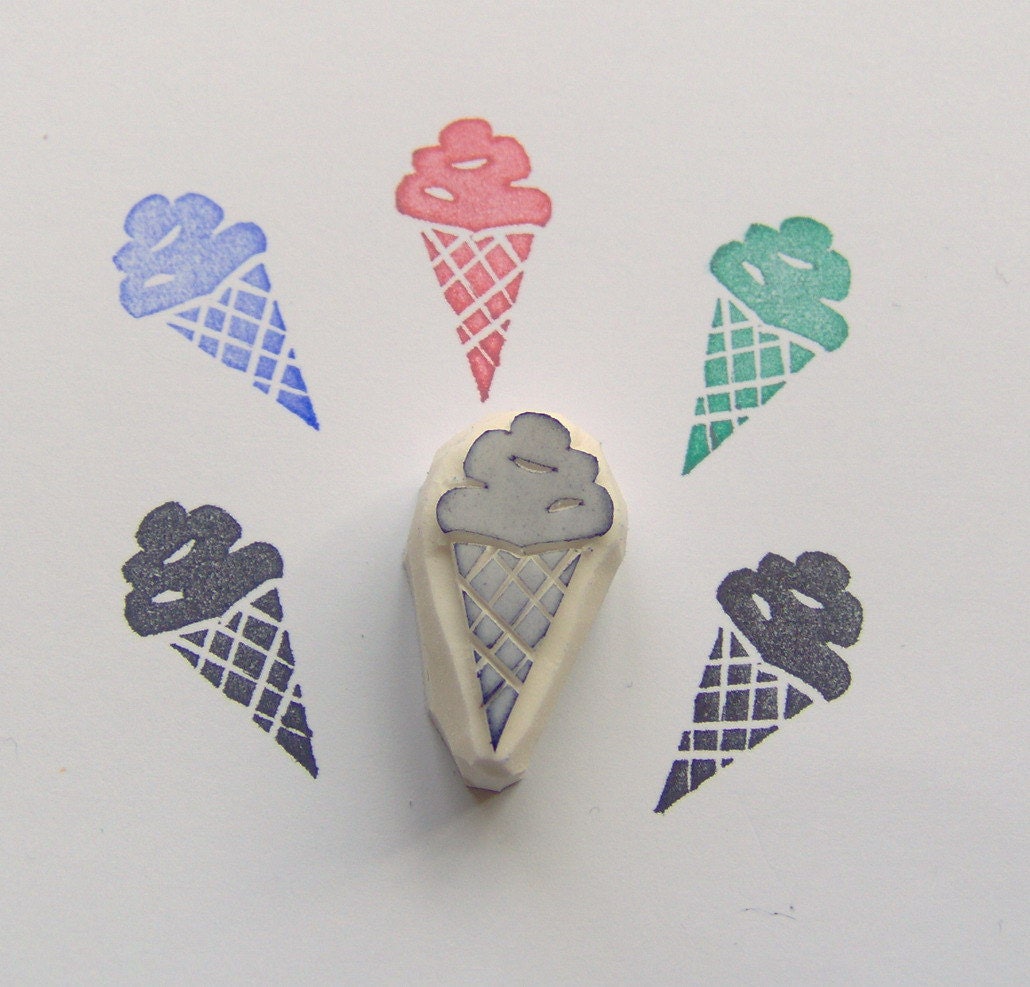 Ice cream Rubber Stamp ice cream stamp food stamp cone | Etsy
