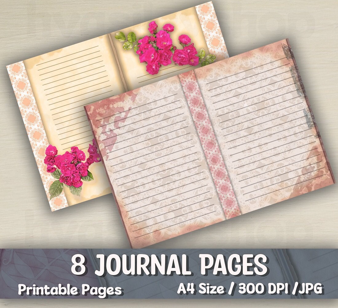 Lined Journal Pages 8 Digital Papers Printable Pages - Etsy