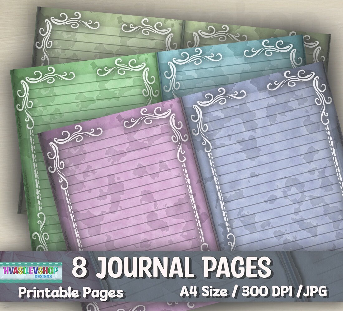 Digital Writing Paper Printable Lined Journal Page Set of 8 - Etsy